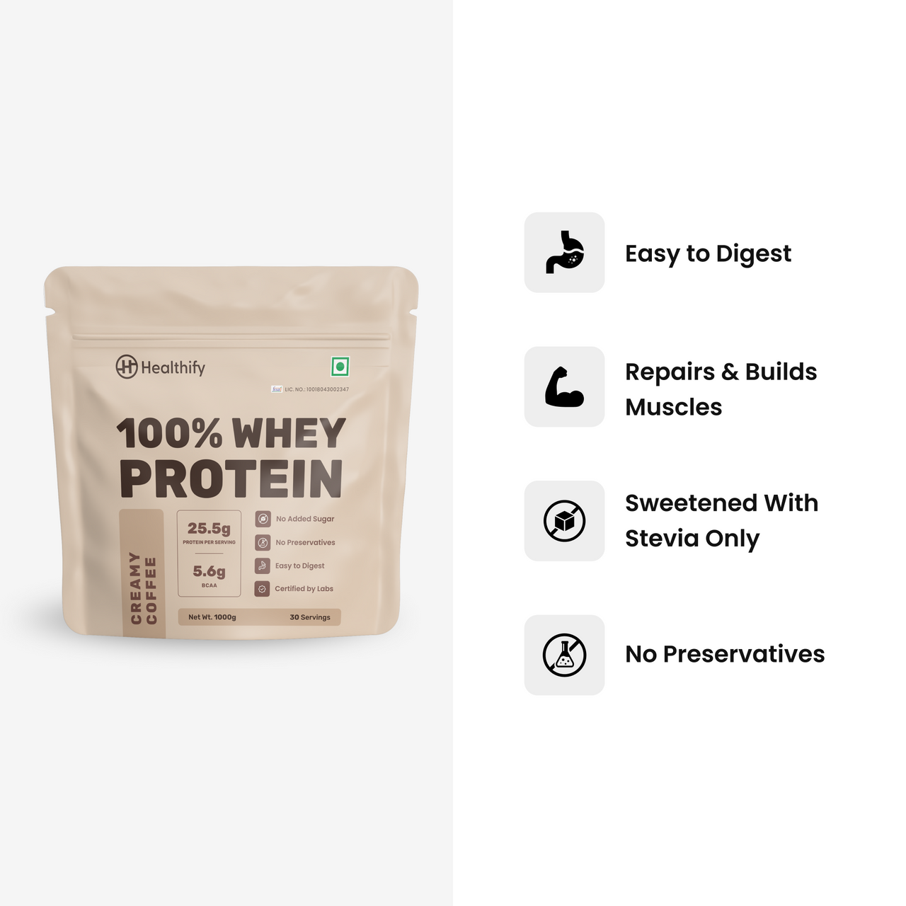 Creamy Coffee -25.5 g Protein Powder - Pack of 1 KG | HealthifyStore