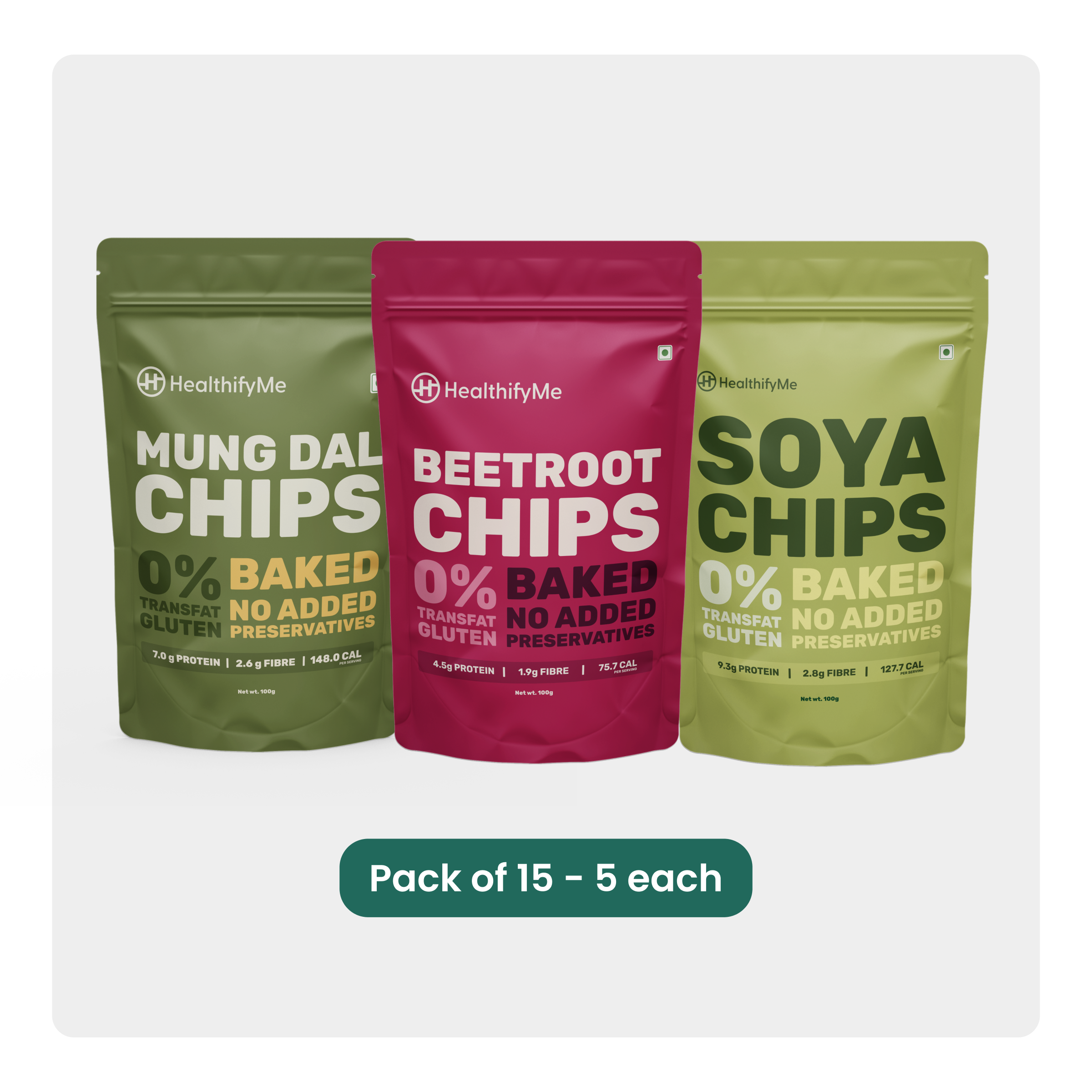 Mini Chips Kit: 15-Pack Assortment of Soya, Beetroot, and Mung Dal Chi ...