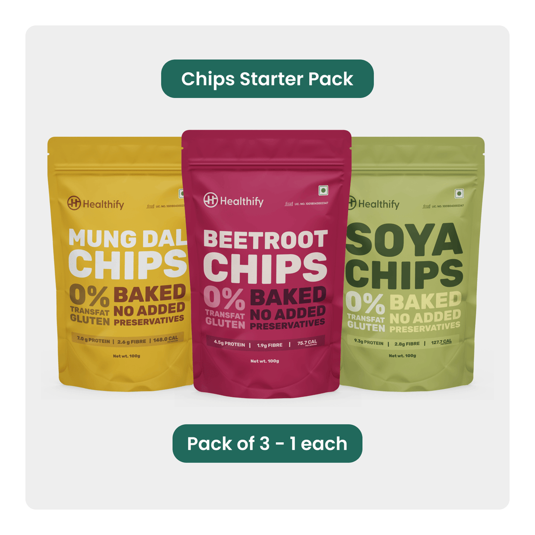 Chips Starter Pack: Assortment of Soya, Beetroot, and Mung Dal Chips ...