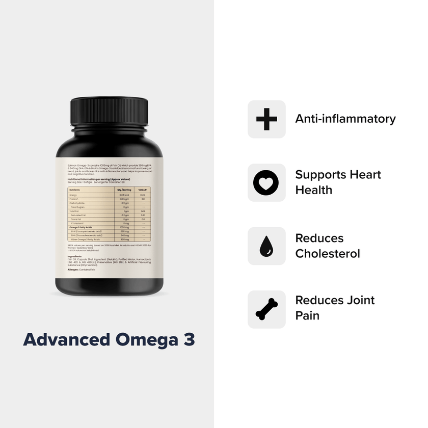 Omega 3 Fish Oil Capsules (1000 mg) | HealthifyStore