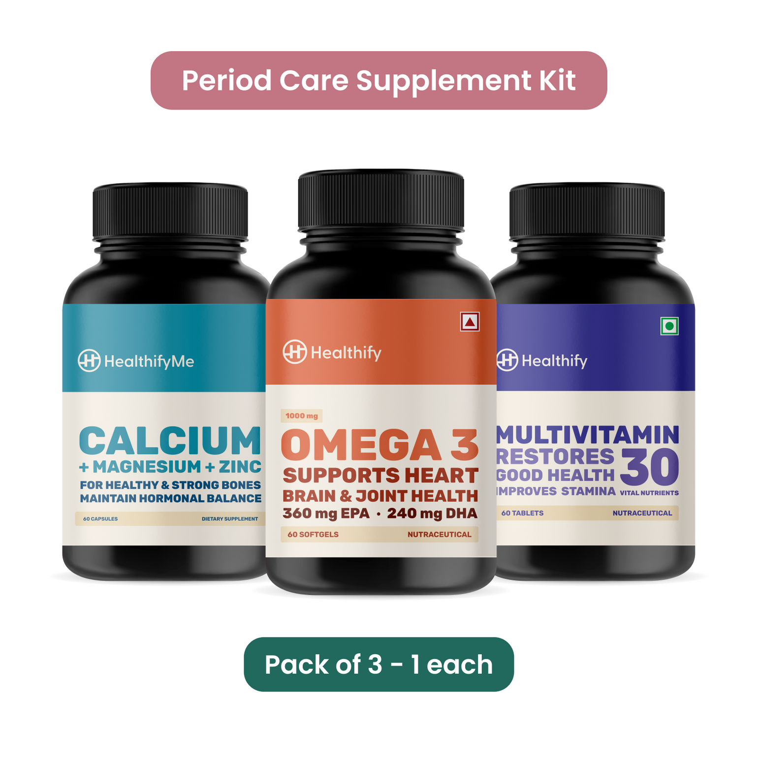 Period Care Supplements Kit - Combo of Daily Supplement Capsules | HealthifyStore